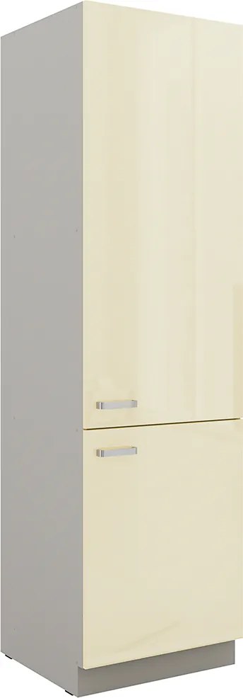 KARMEN | vysoká skříňka 60 DK-210 2F potravinová s policemi | 60 cm | světle šedá/krémová lesk