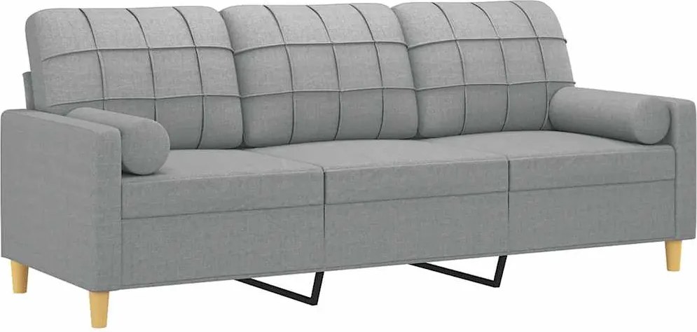 3místná pohovka s polštáři světle šedá 180 cm textil 3200790