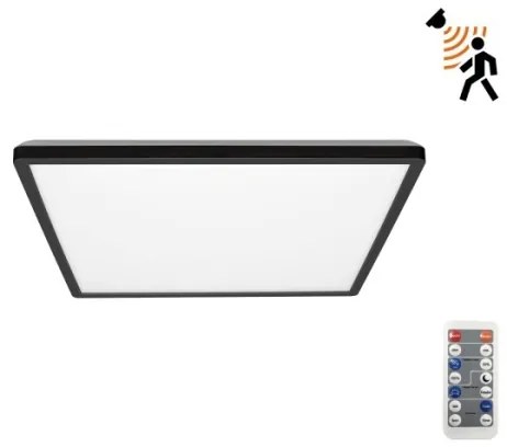 LED Koup. svítidlo se senzorem NIVERA LED/12W/230V IP54 22,5x22,5 cm černá + DO