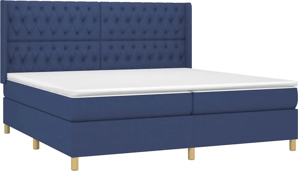 Box spring postel s matrací modrá 200x200 cm textil 3132263