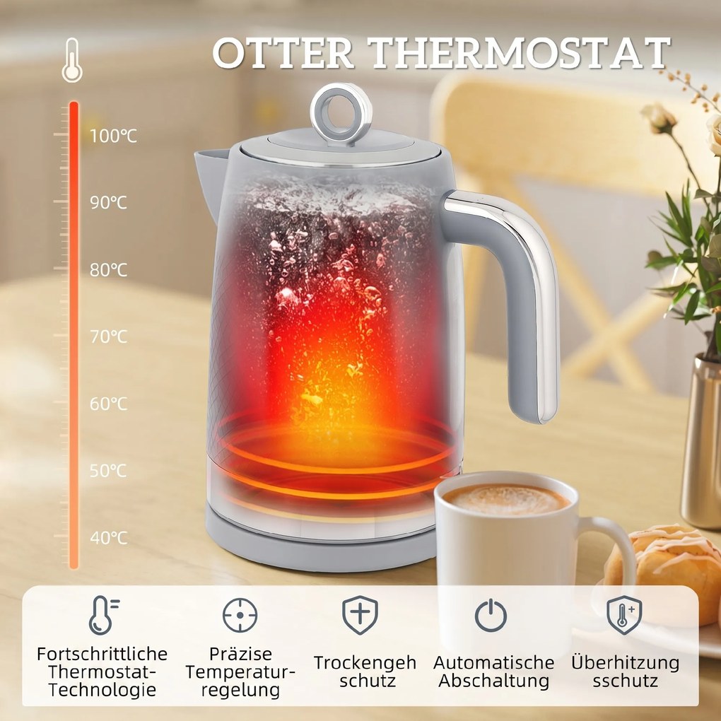 HOMCOM Sada konvice a toustovače, 1,7 l 2200 W rychlovarná konvice s termostatem