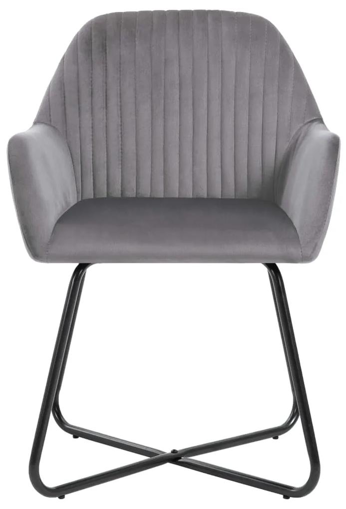 Jídelní židle 6 ks šedé samet,  277010