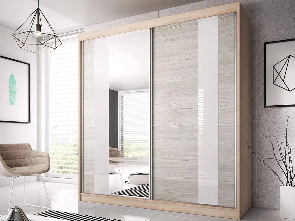 IDZ Šatní skříň HELIOS (MULTI 32), 233 cm Barva dřeva: Šedá