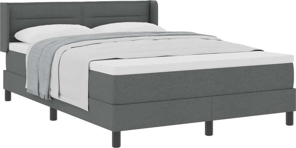 Postel s boxspringem s čelo Tmavě šedá 200 x 140 cm textil 3341042
