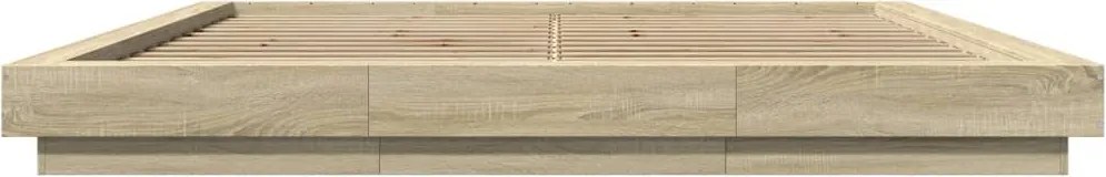 Rám postele s LED osvětlením dub sonoma 200 x 200 cm kompozit 3281072