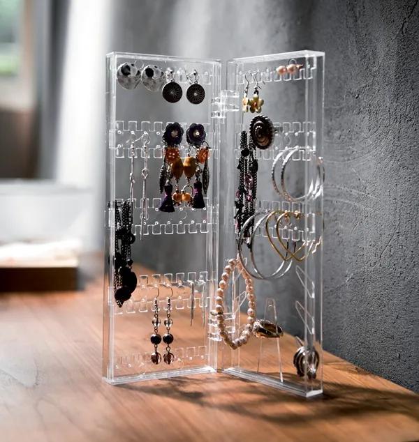 Organizér na šperky Compactor – vhodný pro náušnice, náramky a prstýnky, čirý plast