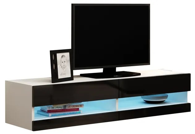 Televizní stolek VIGO NEW VG12B 140 bílý / černý lesk