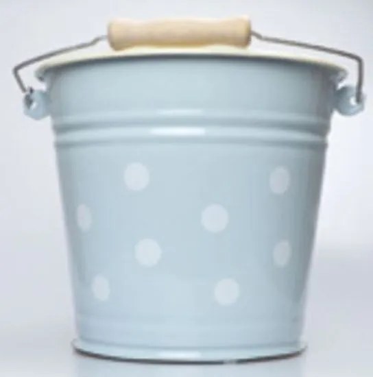 Modrý smaltovaný kyblík s puntíky Blue dot - Ø24*23cm - 6L