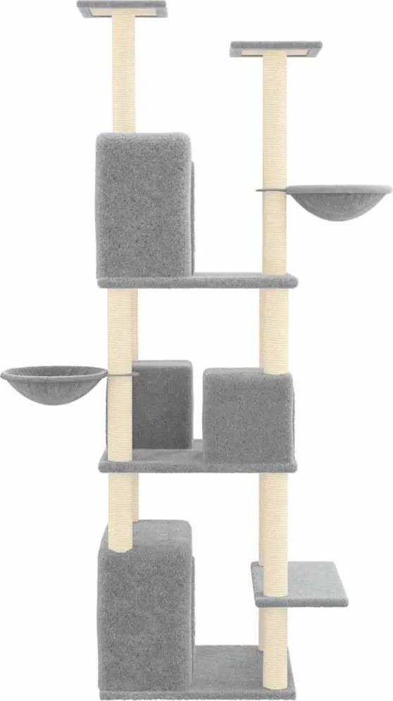 Škrabadlo pro kočky se sisalovými sloupky světle šedé 180 cm 171601