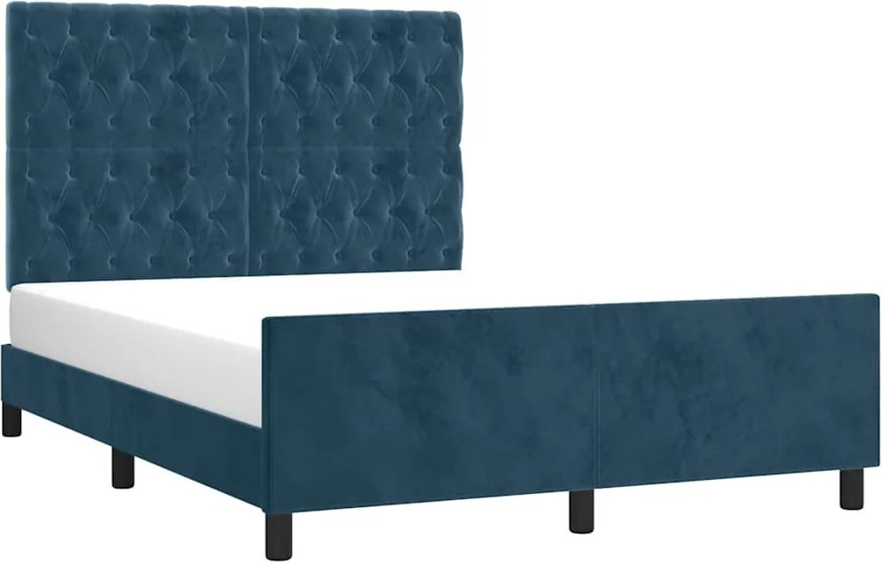 Rám postele bez matrace tmavě modrý 140x190 cm samet 3125938