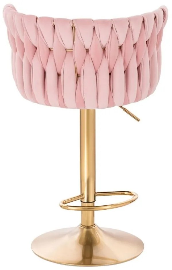 LuxuryForm DESIGN Barová židle LYON VELUR na zlaté kulaté podstavě - růžová
