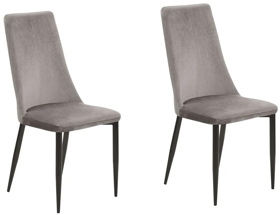 Sada dvou sametových jídelních židlí v šedé barvě CLAYTON Beliani
