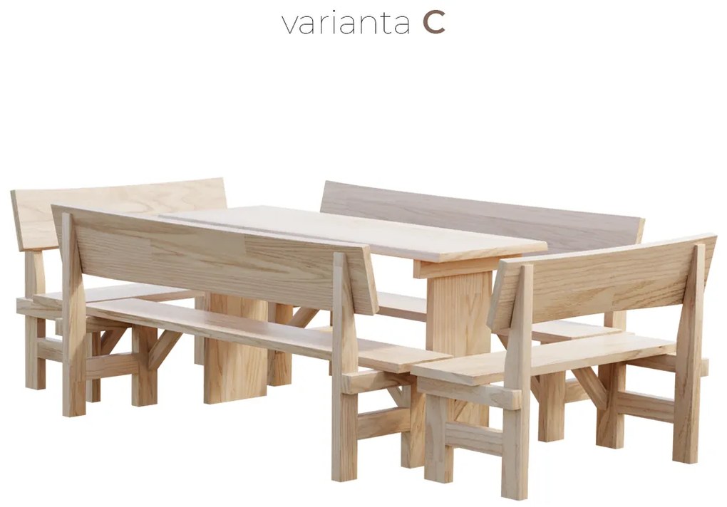 Set zahradního nábytku JASAN MASIV sada 190 cm: 1x stůl+2x lavice Osobní odběr/vlastní doprava