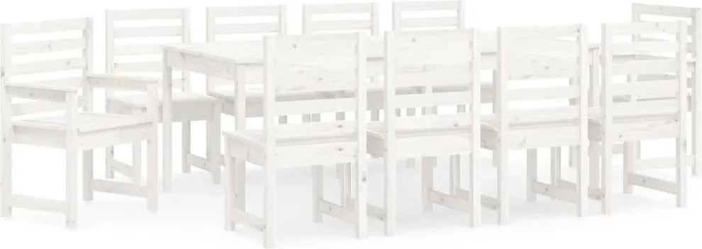 11dílný zahradní jídelní set bílý masivní borové dřevo 3154720