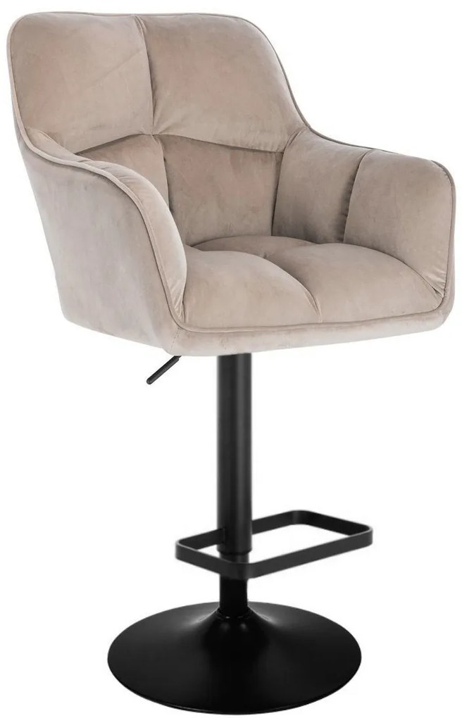 LuxuryForm DESIGN Barová židle AMALFI VELUR na černé kulaté podstavě - latte