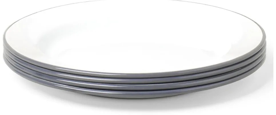 Sada 4 šedo-bílých smaltovaných talířů Falcon Enamelware