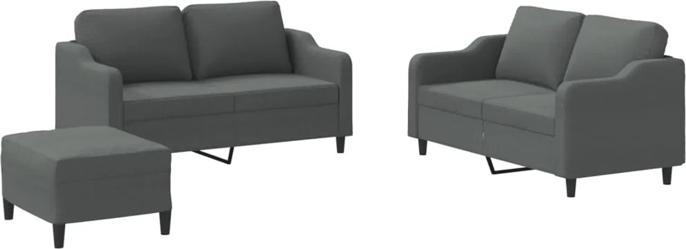 3dílná sedací souprava s poduškami tmavě šedá textil 3201811