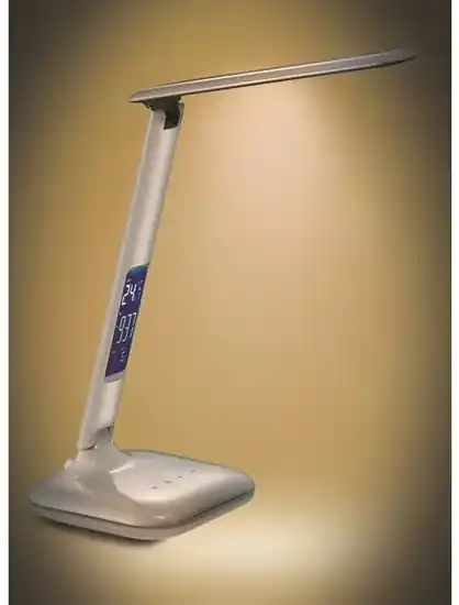 Solight LED stolní stmívatelná lampa s displejem, 6W, teplá-studená bílá,  bílá WO43 | BIANO