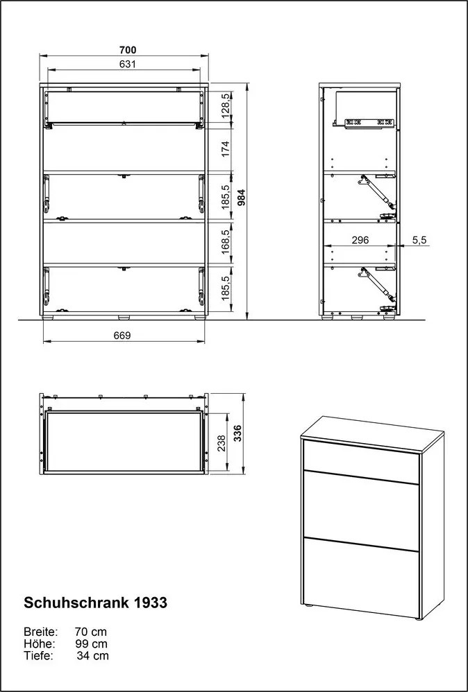 Šedozelená matná skříňka 70x99x34 cm Binetto – Germania