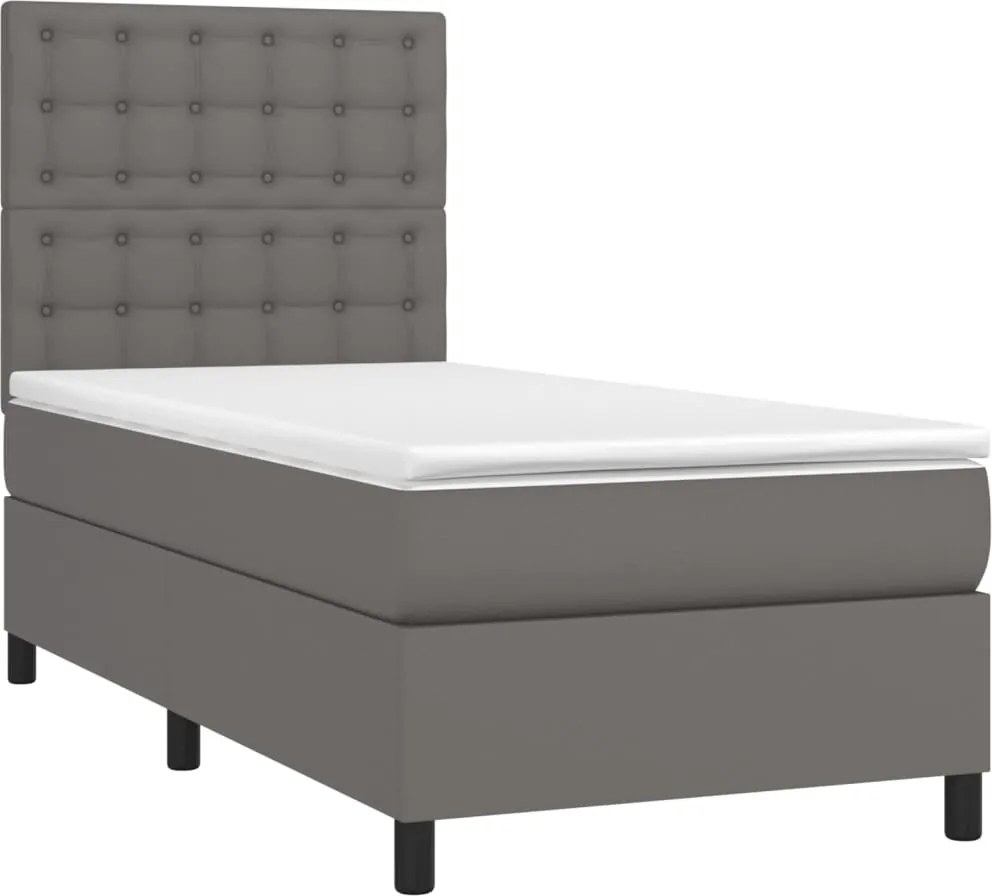 Box spring postel s matrací šedá 100x200 cm umělá kůže 3142831
