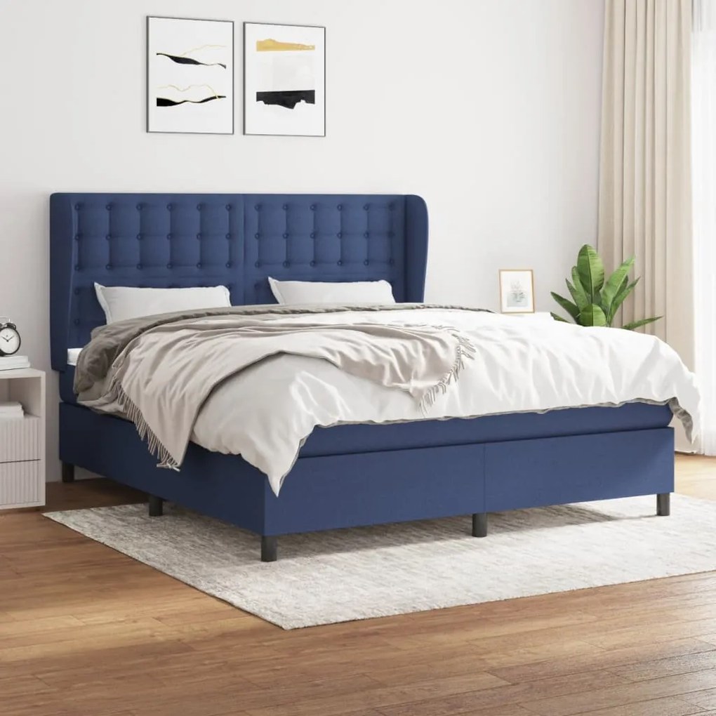Box spring postel s matrací modrá 160x200 cm textil 3128299