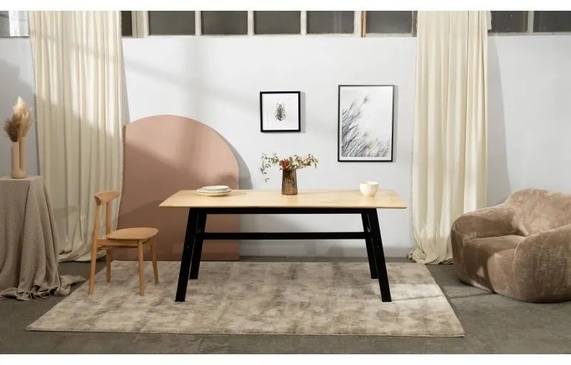 Jídelní kaučukový stůl Lingo obdélníkový hnědý/černý