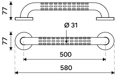 Nimco Nerezové madlo rovné 500 mm - BMC 9050-90, černé