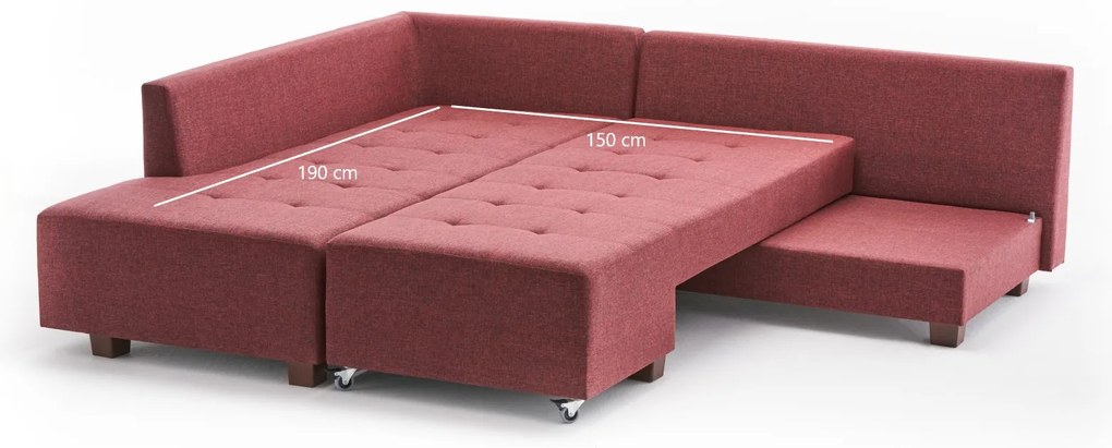 Hanah Home Rozkládací rohová pohovka MANAMA bordó levý roh 825BLC1186