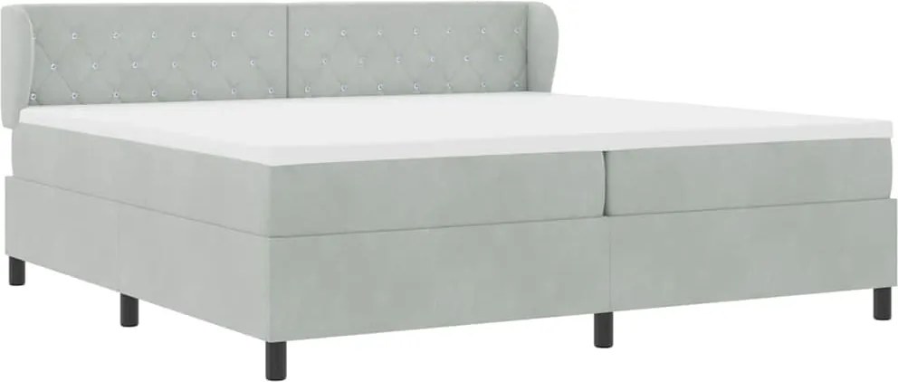Postel s boxspringem s matrací Světle šedá 200 x 200 cm samet 3340352