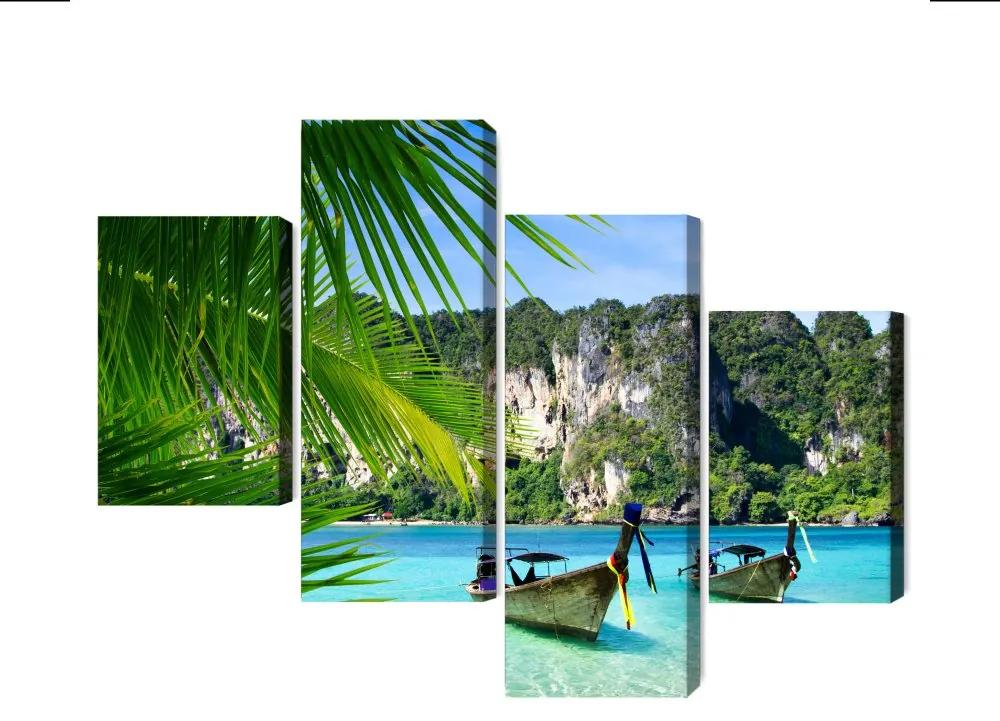 Vícedílný obraz Tropická Krajina 3D Nedostatek Nedostatek Přírodní plátno 240x150