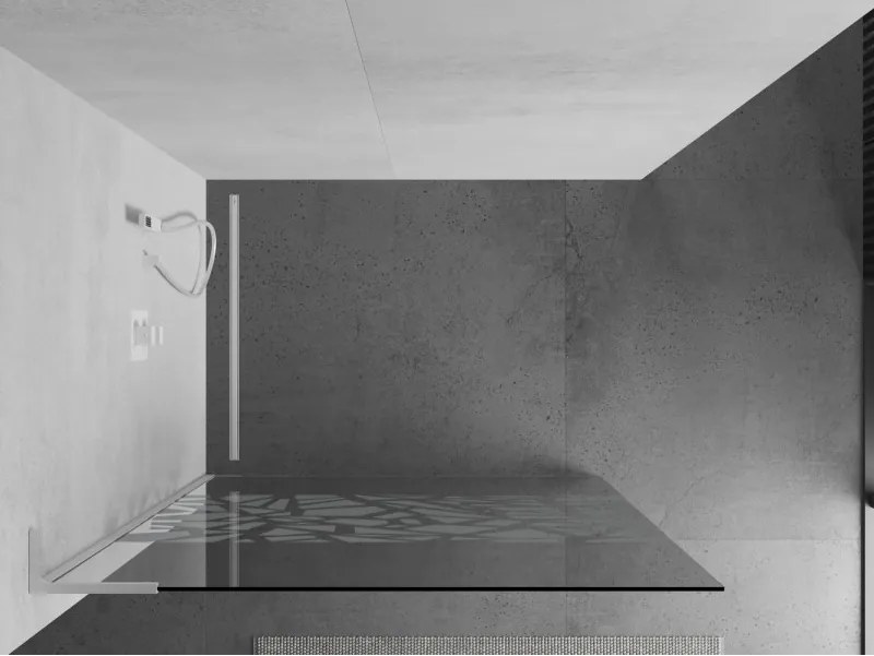 Mexen Kioto L, sprchová zástěna Walk-In 100 x 200 cm, 8mm čiré sklo bílý vzor, bílý profil, 800-100-103-20-85