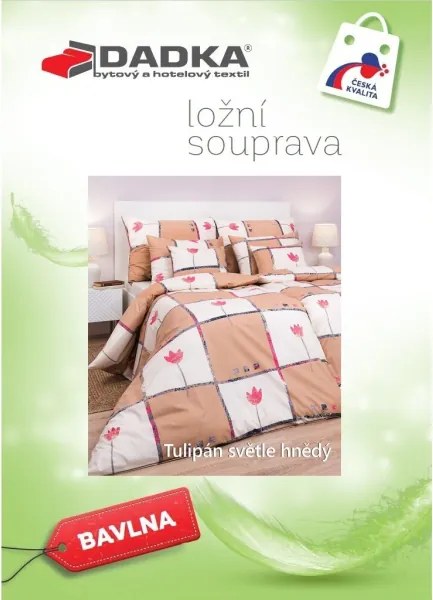DADKA Povlečení bavlna Tulipán světle hnědý 240x220, 2x 70x90 cm