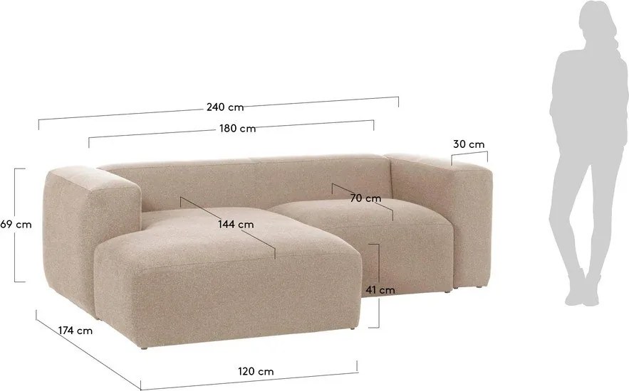 Béžová rohová pohovka Kave Home Blok, levý roh