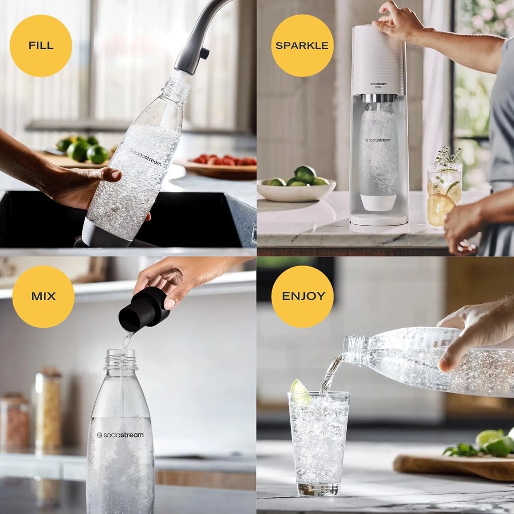 Výrobník perlivé vody Sodastream Terra bílá + láhev SodaStream Fuse 1 l + bombička