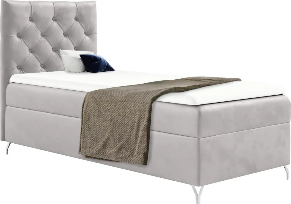Boxspringová postel, 90x200, světle šedá látka Velvet, levá, GULIETTE + dárek