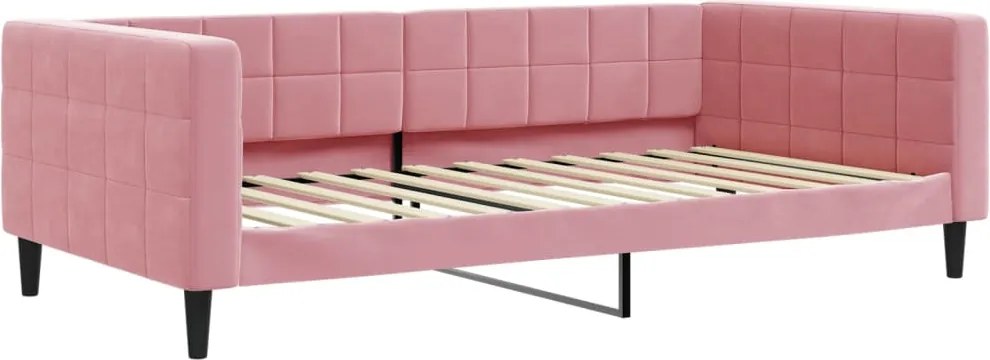 Válenda s přistýlkou a zásuvkami růžová 100 x 200 cm samet 3196749