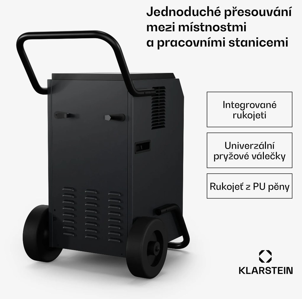 Klarstein DuraDry 50L odvlhčovač vzduchu, 50 l/den, 70-100 m², nerezavějící ocel, mobilní, 450 m³/h