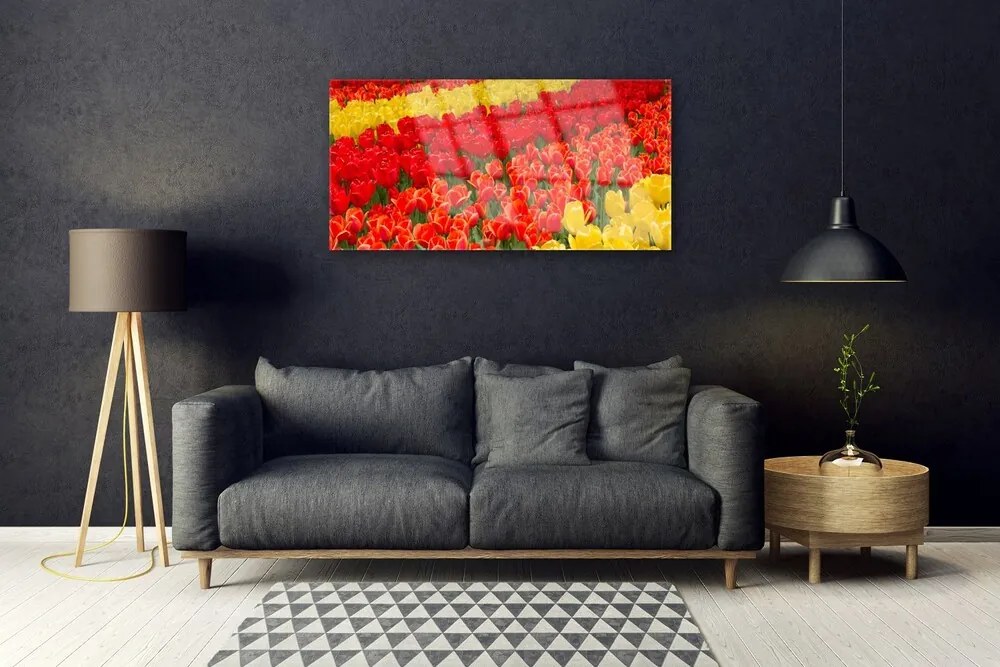 Obraz na skle Tulipány Květiny 120x60 cm