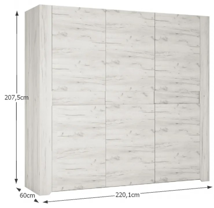 Kondela Ložnicová sestava, skříň, postel 160x200, 2x noční stolek, bílá craft, ANGEL