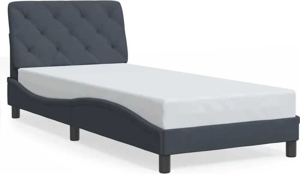Rám postele s LED bez matrace tmavě šedý 90 x 190 cm samet 3213826