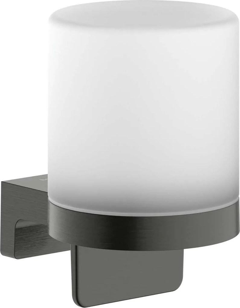 Hansgrohe AddStoris S - Dávkovač mýdla s držákem, matné sklo/kartáčovaný černý chrom 41765340