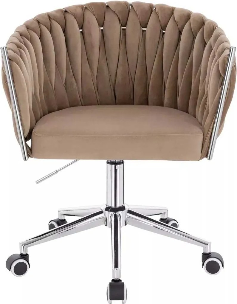 LuxuryForm DESIGN Židle NORDEN VELUR na stříbrné podstavě s kolečky - latte