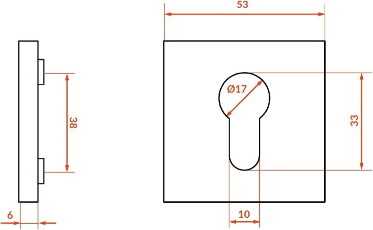 Kuchinox Kuchinox, rozeta ke kličce s otvorem pro cylindrickou vložku, broušená ocel, LAV-LK6_302A