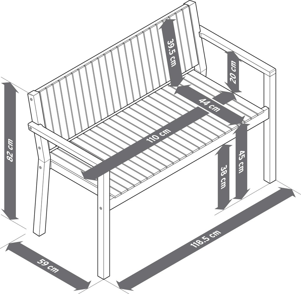 Tchibo - Zahradní lavice - barva: hnědá