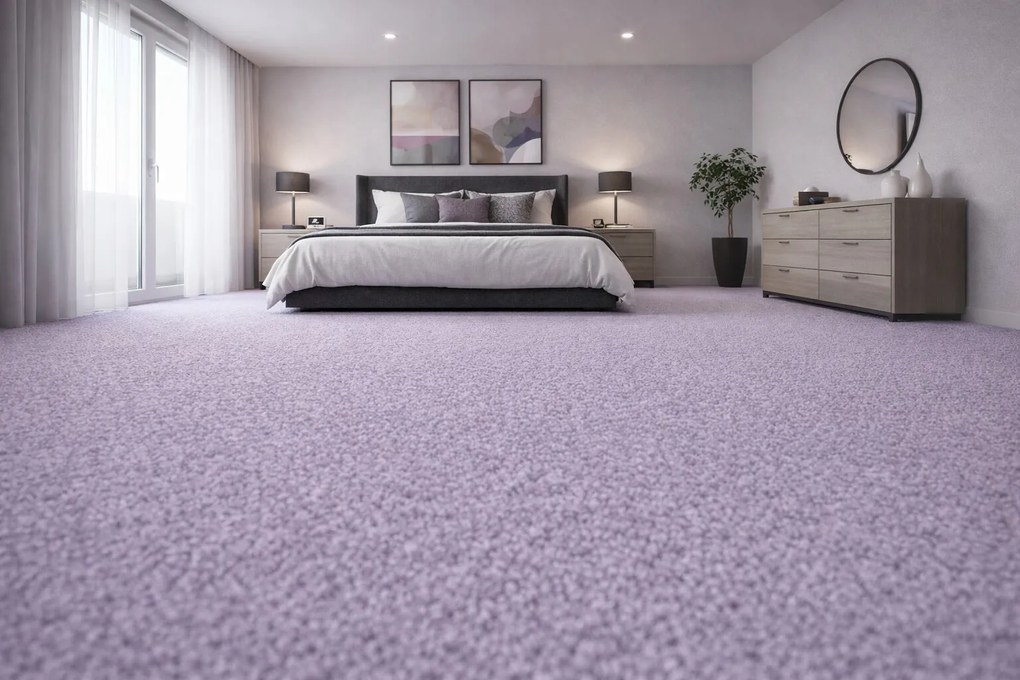 Condor Carpets, Metrážový koberec Carousel 113, na míru, šíře 4m, fialová, filc, dětský pokoj