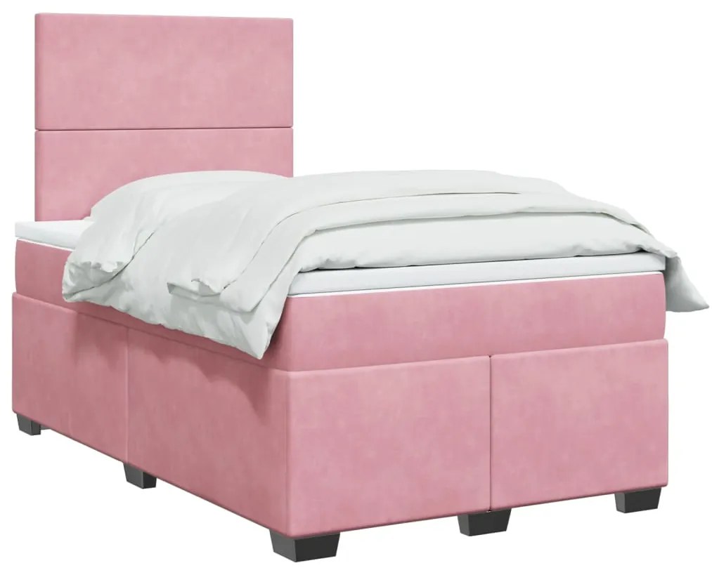 Box spring postel s matrací růžová 120 x 200 cm samet 3293181