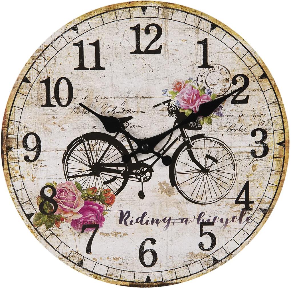 Vintage nástěnné hodiny s bicyklem – Ø 30*3 cm / 1*AA