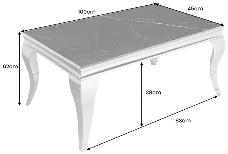 Designový konferenční stolek Rococo 100 cm černý / stříbrný