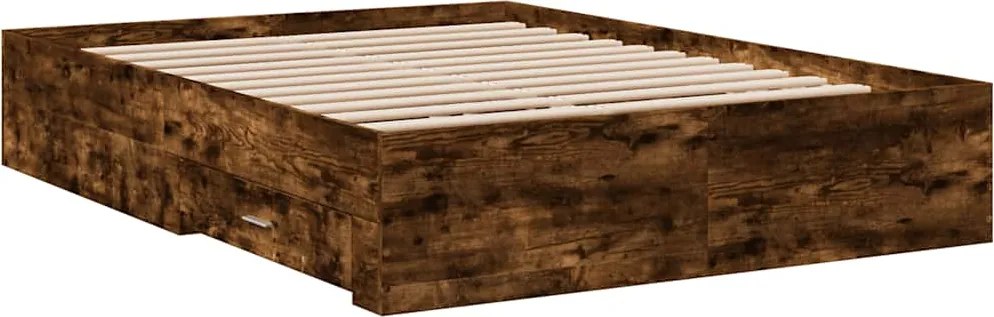Rám postele se zásuvkami kouřový dub 120 x 200 cm kompozit 3280395