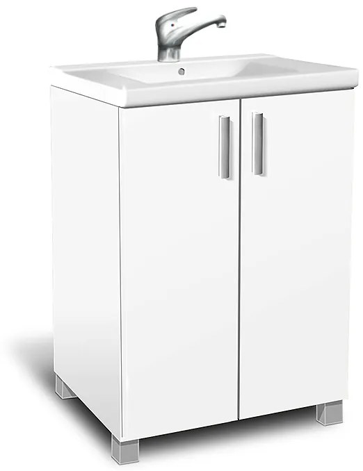 Nabytekmorava Koupelnová skříňka s umývadlem K22 barva skříňky: bílá 113, barva dvířek: bílý lesk
